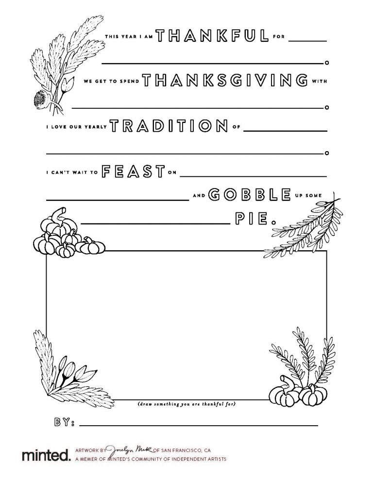Free Thanksgiving coloring pages to help children express gratitude