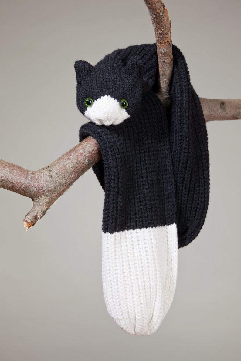 These hand-knit animal scarves require no food, no water, but lots of love.