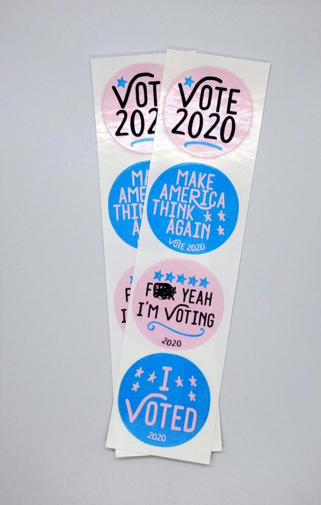 7 wonderful I Voted stickers for those not voting at the polls this year